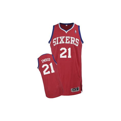 Mens Philadelphia 76ers Joel Embiid Authentic Red Road Adidas Jersey