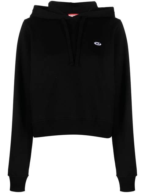 Diesel Logo Patch Drawstring Hoodie Black Farfetch