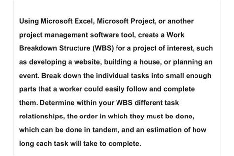 Solved Using Microsoft Excel Microsoft Project Or Another
