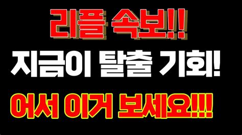 리플 이거 보고 빨리 대응하세요리플리플코인리플속보 Youtube