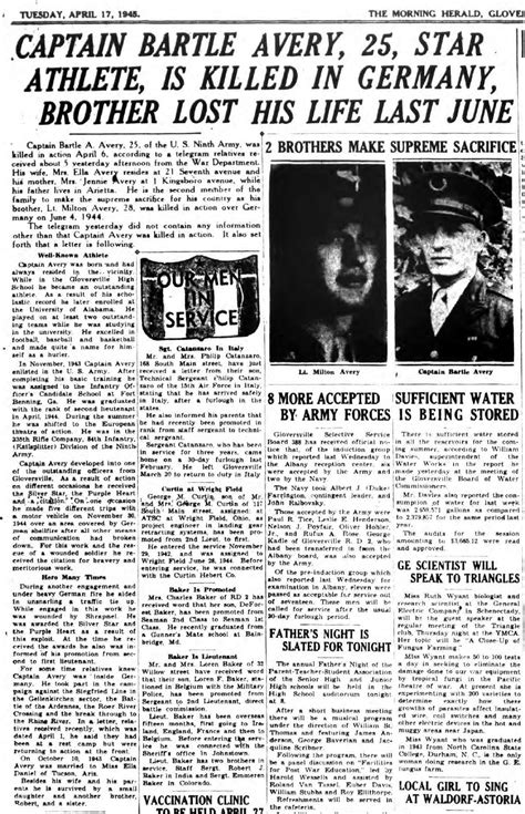 Maj Bartle Arthur “bart” Avery 1920 1945 Find A Grave Memorial