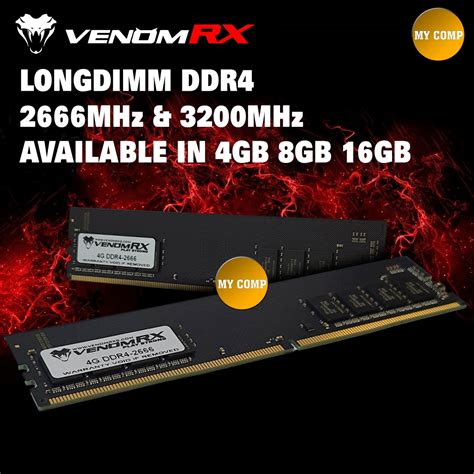 Jual Memory Longdimm Venomrx Ddr4 4gb 8gb 16gb 2666mhz 3200mhz Ram Komputer Pc Desktop Shopee