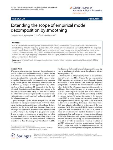 Pdf Extending The Scope Of Empirical Mode Decomposition By Smoothing