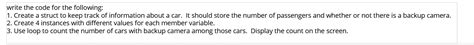 Solved Write The Code For The Following 1 Create A Struct