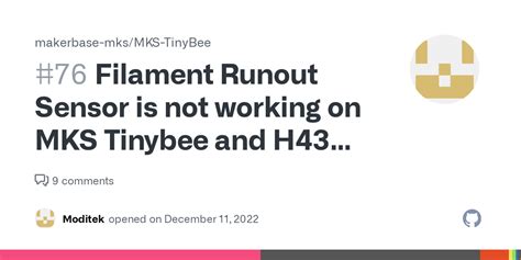 filament runout sensor is not working on mks tinybee and h43 display