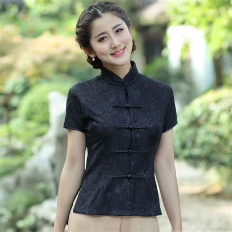 Ladies Women Chinese Traditional Top Mandarin Coll Grandado