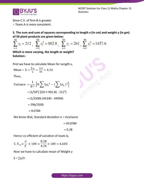 Ncert Solutions For Class 11 Maths Exercise 153 Chapter 15 Statistics
