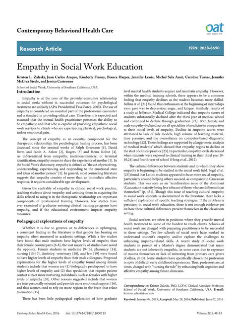 Pdf Empathy In Social Work Education
