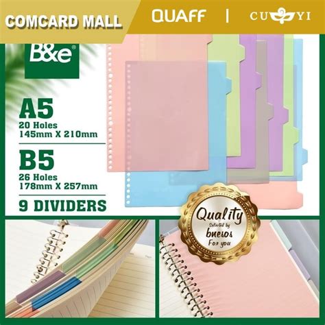 Binder Divider Index Page Index Separator Notebook Divider 9 Pcs Set Cpm Shopee Philippines
