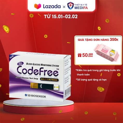 Lọ 25 Que Thử Đường Huyết Sd Codefree Sd Code Free Que Thử Tiểu Đường Hàn Quốc Lazada Vn