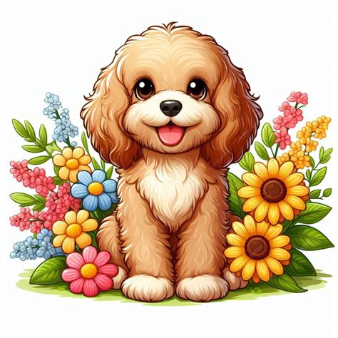 Premium Vector Cute Cockapoo Dog Vector Cartoon Illustration
