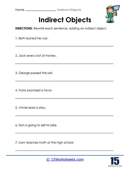 Direct And Indirect Object Worksheets For High School Direct And