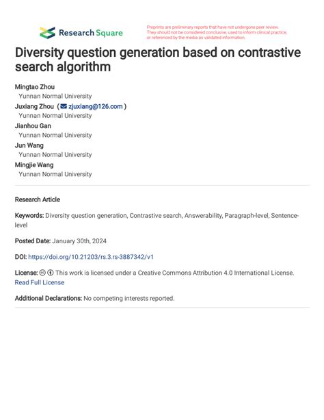 Pdf Diversity Question Generation Based On Contrastive Search Algorithm