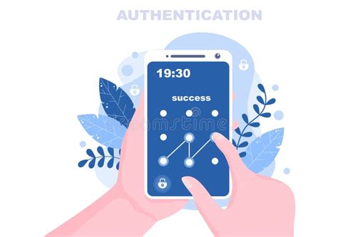 Authentication Security Vector Illustration Via Phone Or Computer For Code Message Shield And
