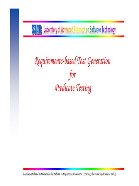 08 Requirements Based Predicate Testing One Slide Pdf Mathematics