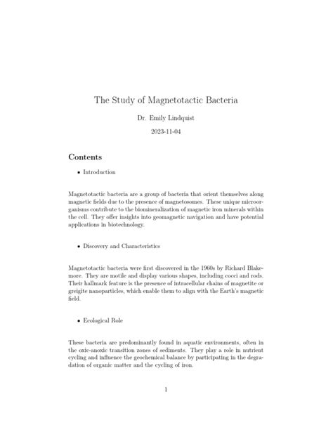 The Study Of Magnetotactic Bacteria Pdf