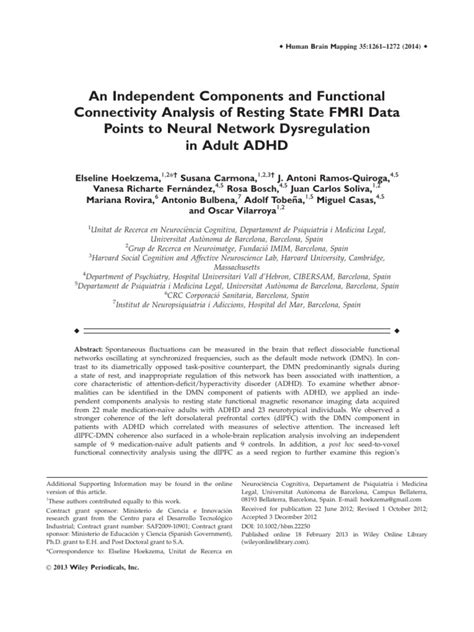 An Independent Components And Functional Connectivity Analysis Of Resting State Fmri Data Points