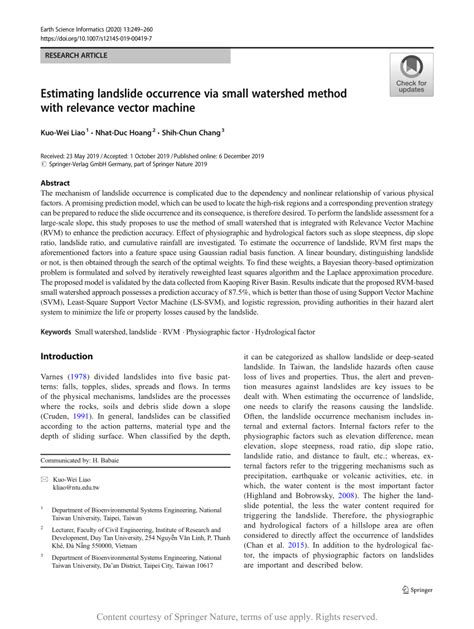 Estimating Landslide Occurrence Via Small Watershed Method With