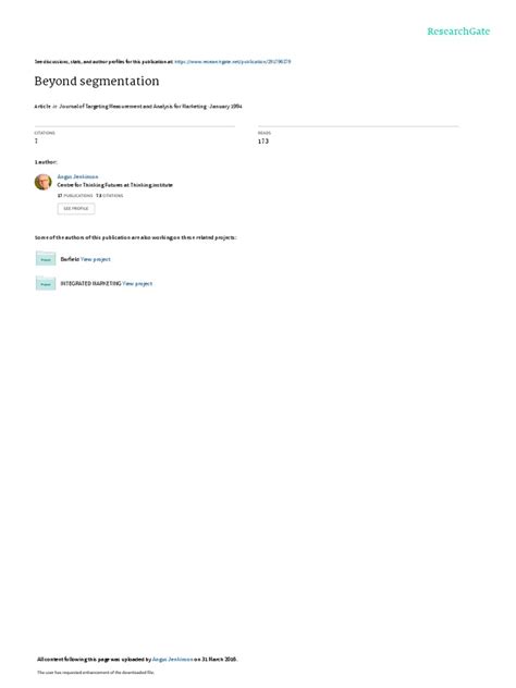 Beyond Segmentation Pdf Market Segmentation Brand