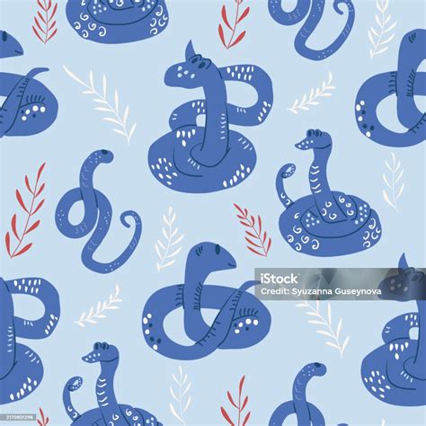 Snakes Seamless Pattern Reptiles Repeat Background Animal Surface Pattern Design Perfect For