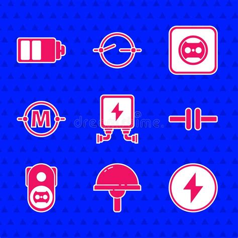 Set Electric Transformer Light Emitting Diode Lightning Bolt Circuit Scheme Electrical