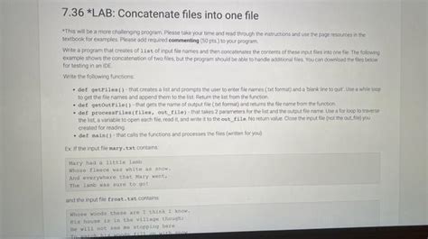 solved 7 36 lab concatenate files into one file this will