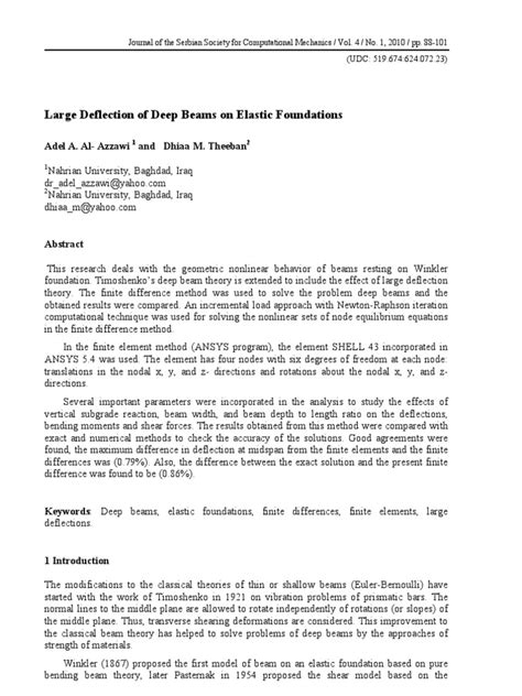 deep beam on elastic foundations pdf bending finite difference