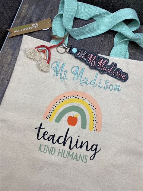 Boho Rainbow Teacher Tote Teacher T Teacher Bag Teacher Tote Bag