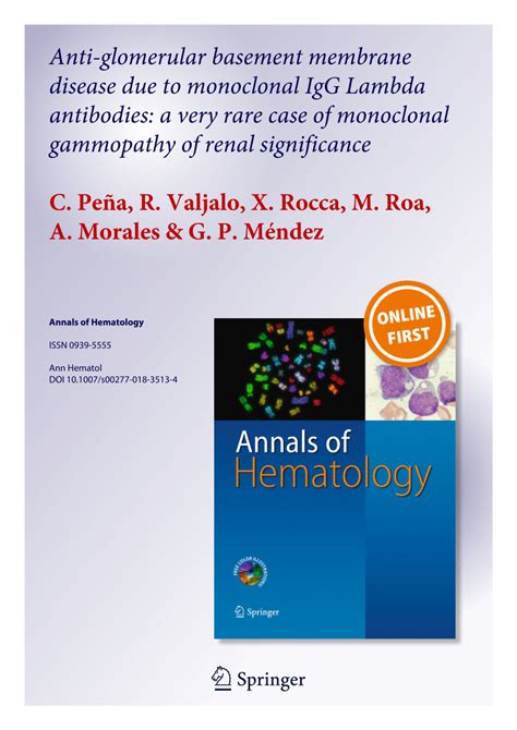 Pdf Anti Glomerular Basement Membrane Disease Due To Monoclonal Igg Lambda Antibodies A Very
