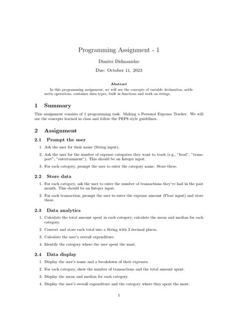 Programming Assignment 1 Pdf