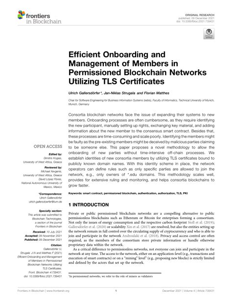 Pdf Efficient Onboarding And Management Of Members In Permissioned Blockchain Networks