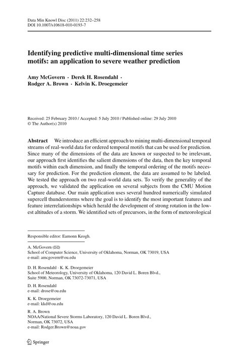 Pdf Identifying Predictive Multi Dimensional Time Series Motifs An