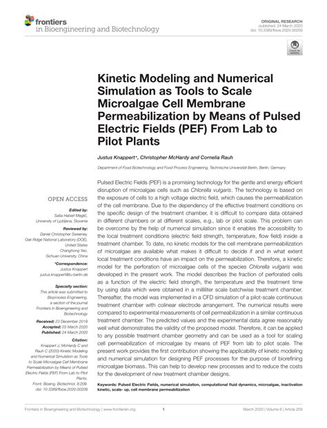 Pdf Kinetic Modeling And Numerical Simulation As Tools To Scale Microalgae Cell Membrane