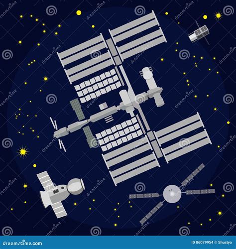 International Space Station Flat Vector Illustration Stock Vector ...