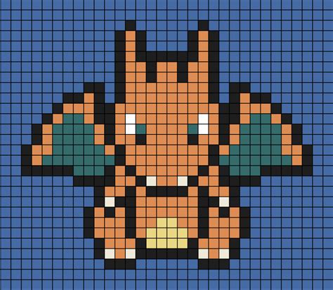 Charizard Pixel Art In 2025 Pixel Art Pokemon Pixel Art Grid