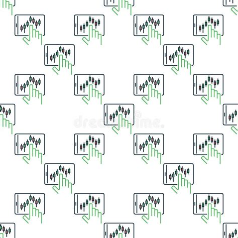 Candlestick Chart On Tablet Screen Vector Colored Seamless Pattern