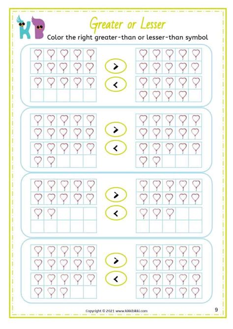 greater than lesser than free math printable worksheets