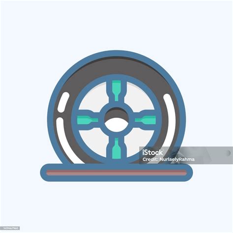 아이콘 타이어 플랫 자동차 기호에 적합합니다 낙서 스타일 편집 가능한 간단한 디자인 디자인 템플릿 벡터 간단한 그림 가장자리에