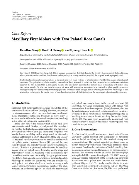 Pdf Maxillary First Molars With Two Palatal Root Canals
