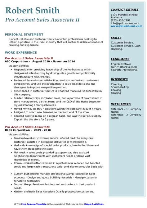 Home Depot Sales Associate Resume