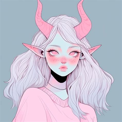Pink Demon Girl Character Art Cute Art Human Art