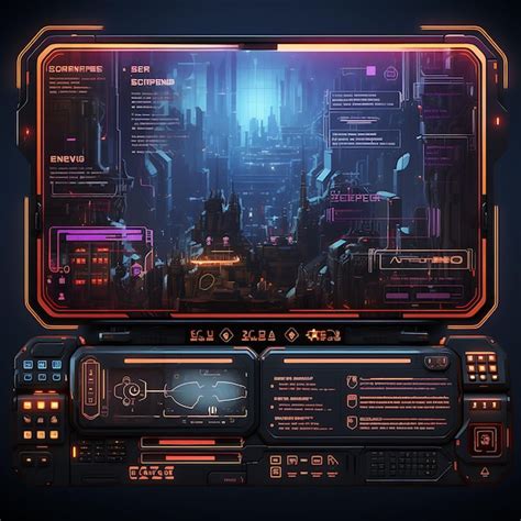 Premium Ai Image Cyberpunk Pop Up Ui Dystopian City Themed Game Console Actio Design Art