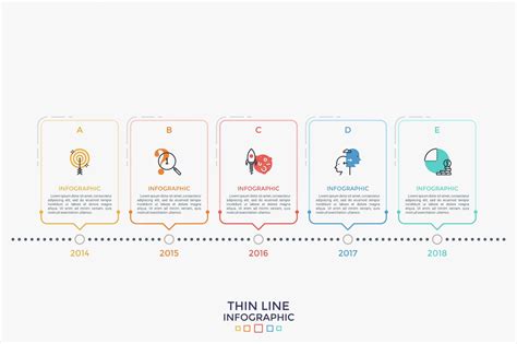 Premium Vector Five Rectangular Elements With Thin Line Symbols And