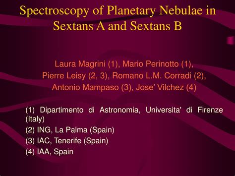 Ppt Spectroscopy Of Planetary Nebulae In Sextans A And Sextans B