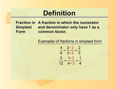 Definition Fraction Concepts Fraction In Simplest Form Media4math