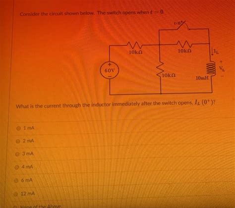 solved consider the circuit shown below the switch opens