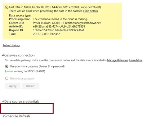 solved personal gateway credentials issue microsoft fabric community