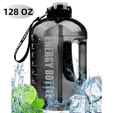 Sinyway 1 Gallon Water Bottle 128 Oz Time Marked Reusable With Straw