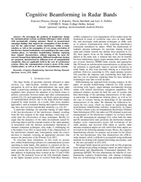 pdf cognitive beamforming in radar bands francisco paisana
