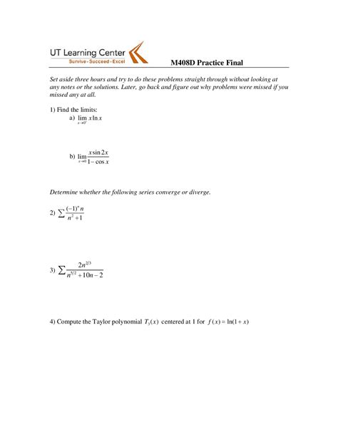 practice final exam sequences series and multivariable calculus m